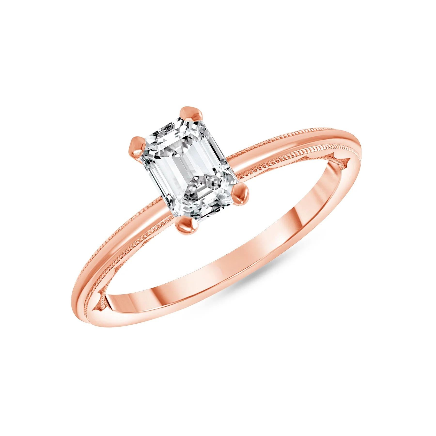 Customizable Solitaire Engagement Ring With Millgrain For Sale at 1stDibs