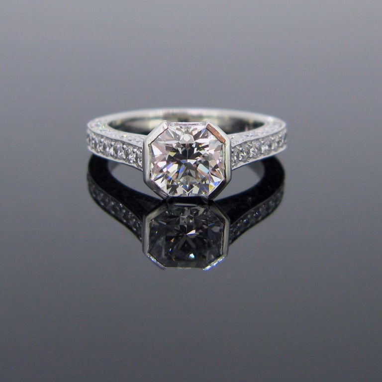 Boodles Solitaire Flanders Cut Diamond Platinum Engagement Band Ring ...