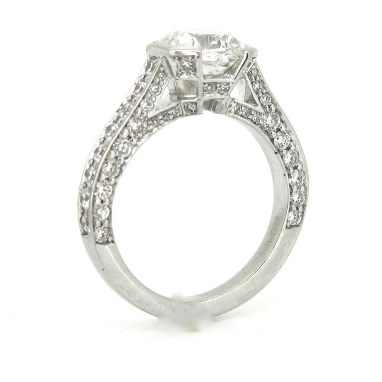 Boodles Solitaire Flanders Cut Diamond Platinum Engagement Band Ring ...