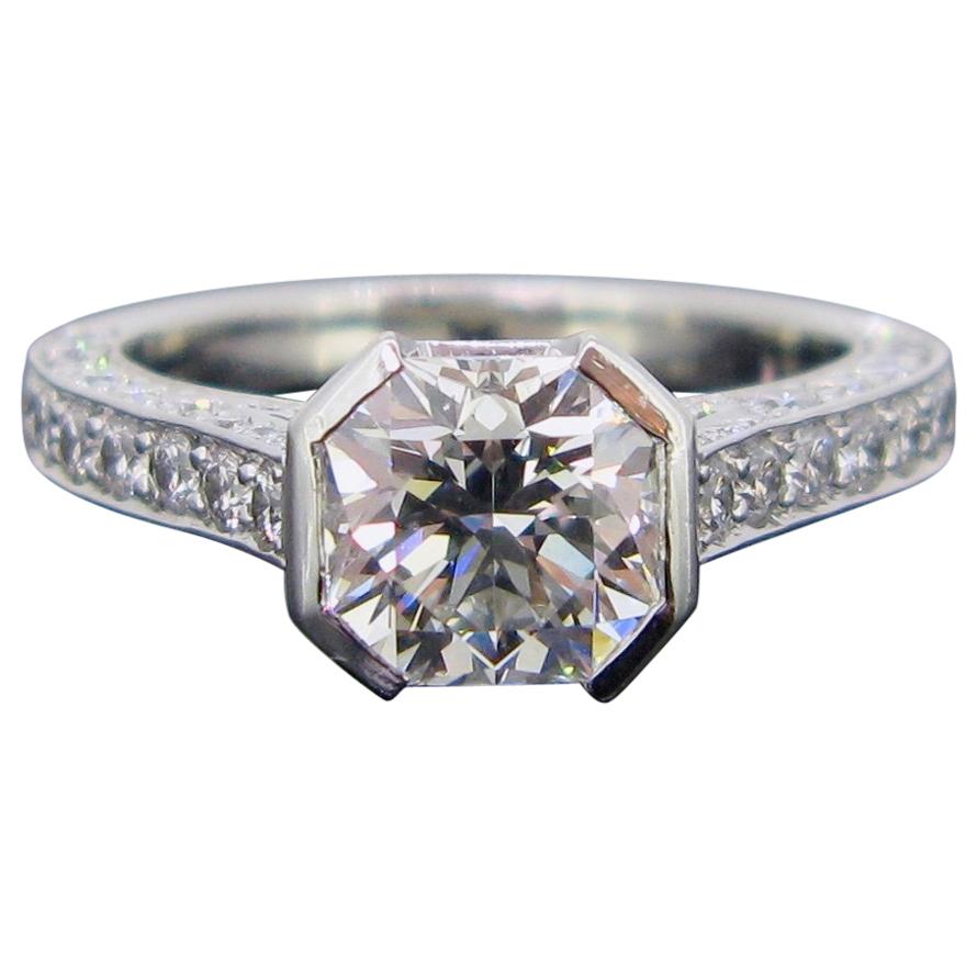 Boodles Solitaire Flanders Cut Diamond Platinum Engagement Band Ring ...