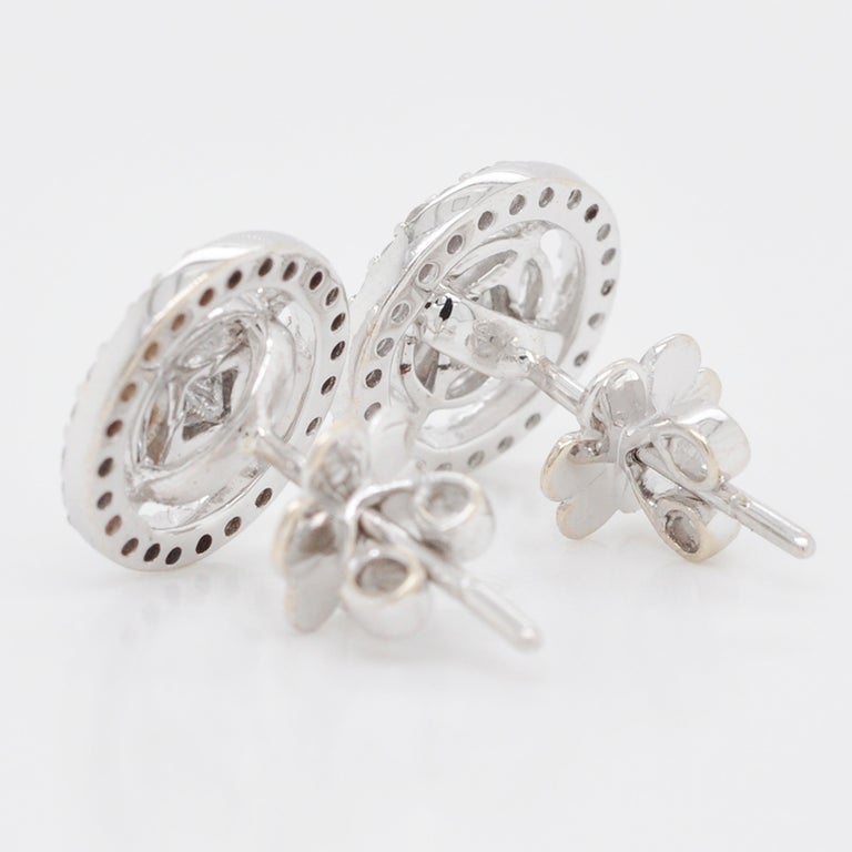 Solitaire Look Pressure Set Diamond Stud Earrings 18 Karat White Gold ...