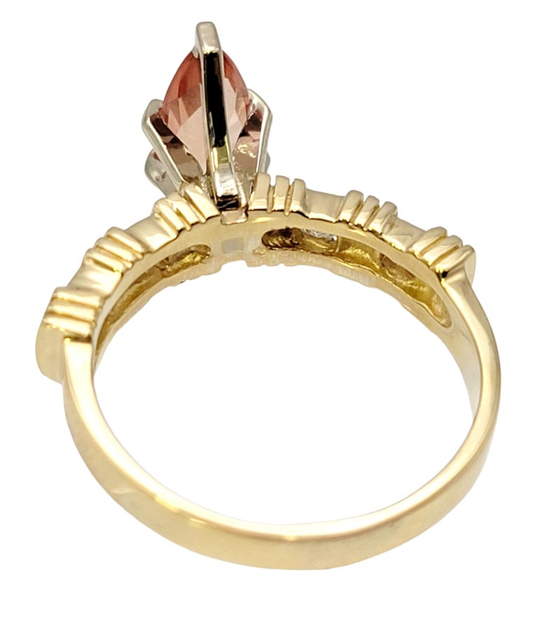 Solitaire Marquis Cut Orange Tourmaline and Diamond Ring in 14 Karat ...