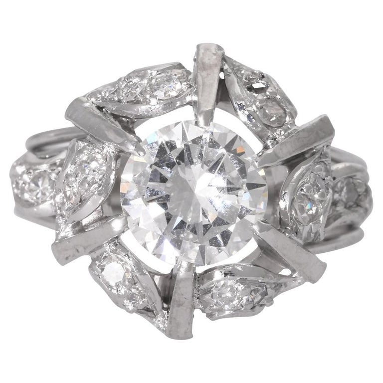 Solitaire Ring, Especially with 1 Brilliant 1.651 cts. WEISS H/VSI2 ...