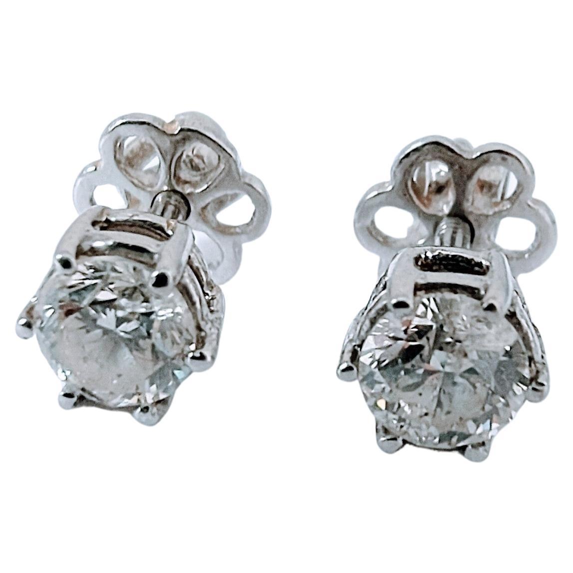 White Diamond Earrings Studs Single Stone Round Brilliant Cut Solitaire ...