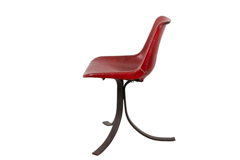 Sol and Luna, Chair in Red Leather and Metal, Contemporary Work at 1stDibs