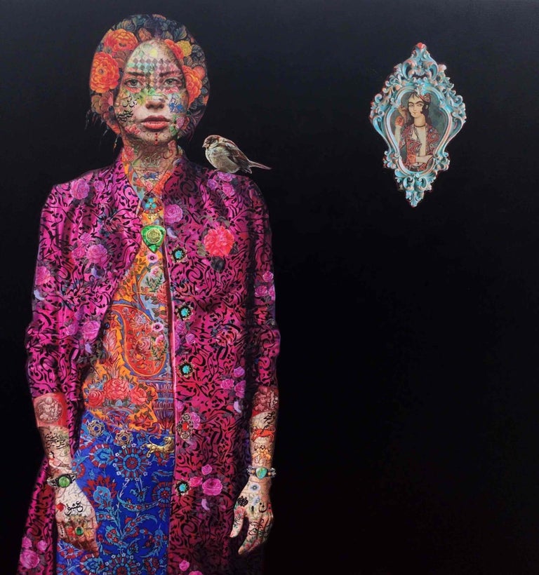 Solmaz Tohidloo - Homa(Bird of happiness), Mixed Media on Canvas ...
