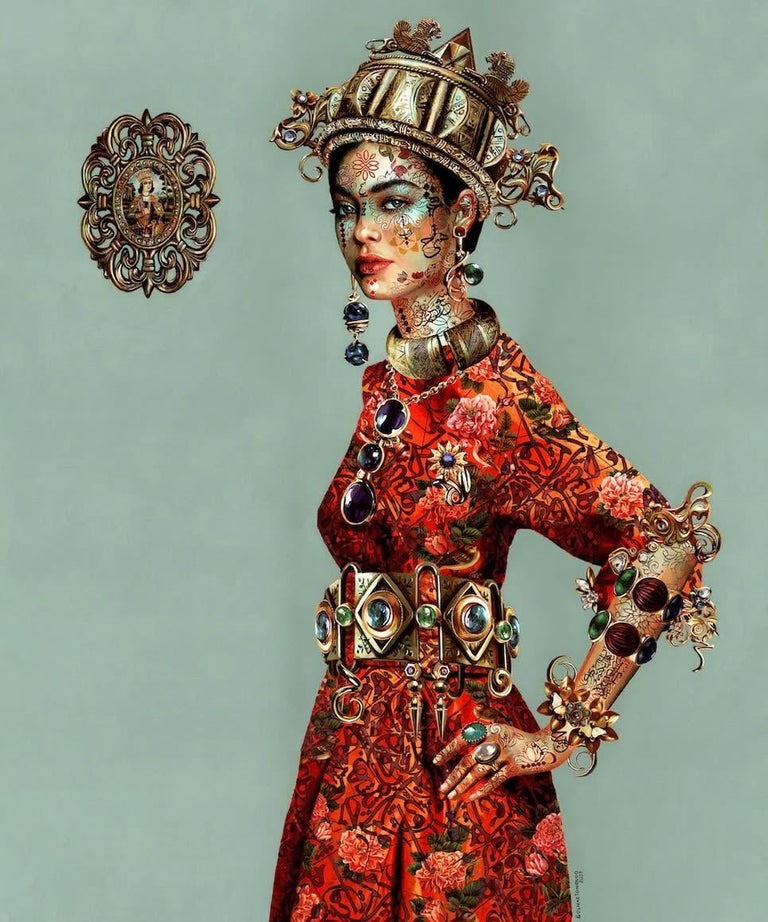 Solmaz Tohidloo - Persian Queen, Mixed Media on Canvas Painting by ...