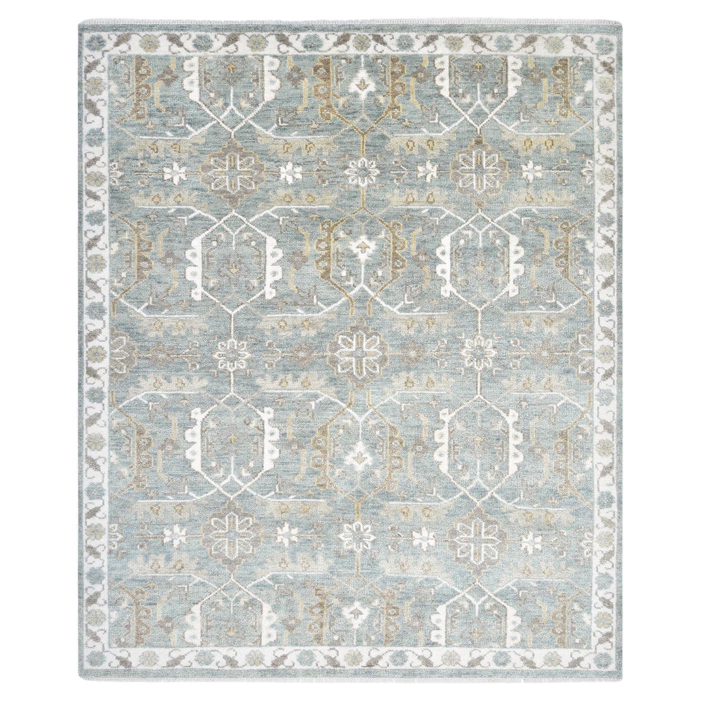 Solo Rugs Samir Traditional Floral Handmade Area Rug Blue For Sale at ...