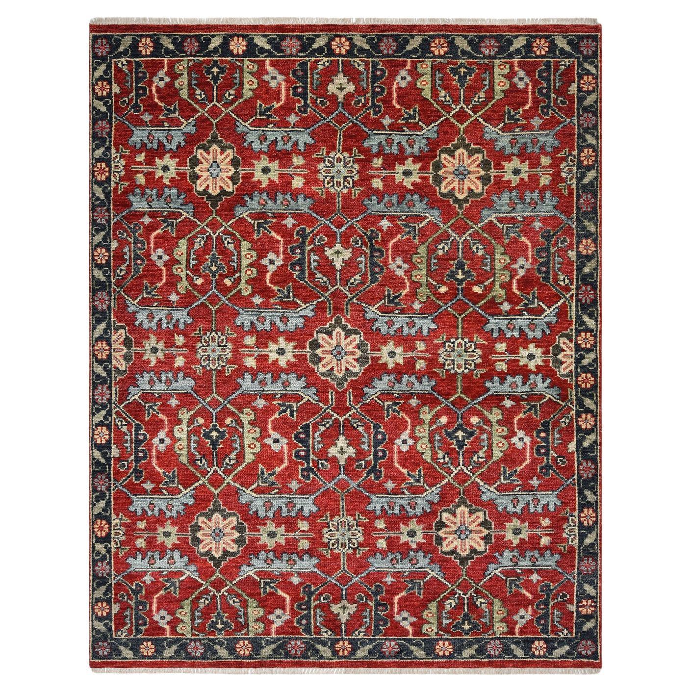 Red Oriental Rug, Handmade Carpet Silk Rugs, Traditional Indian Rugs ...