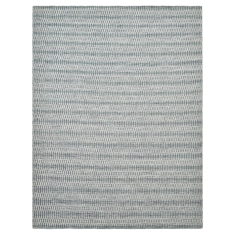 Solo Rugs Flatweave Geometric Hand Woven Blue Area Rug For Sale at 1stDibs