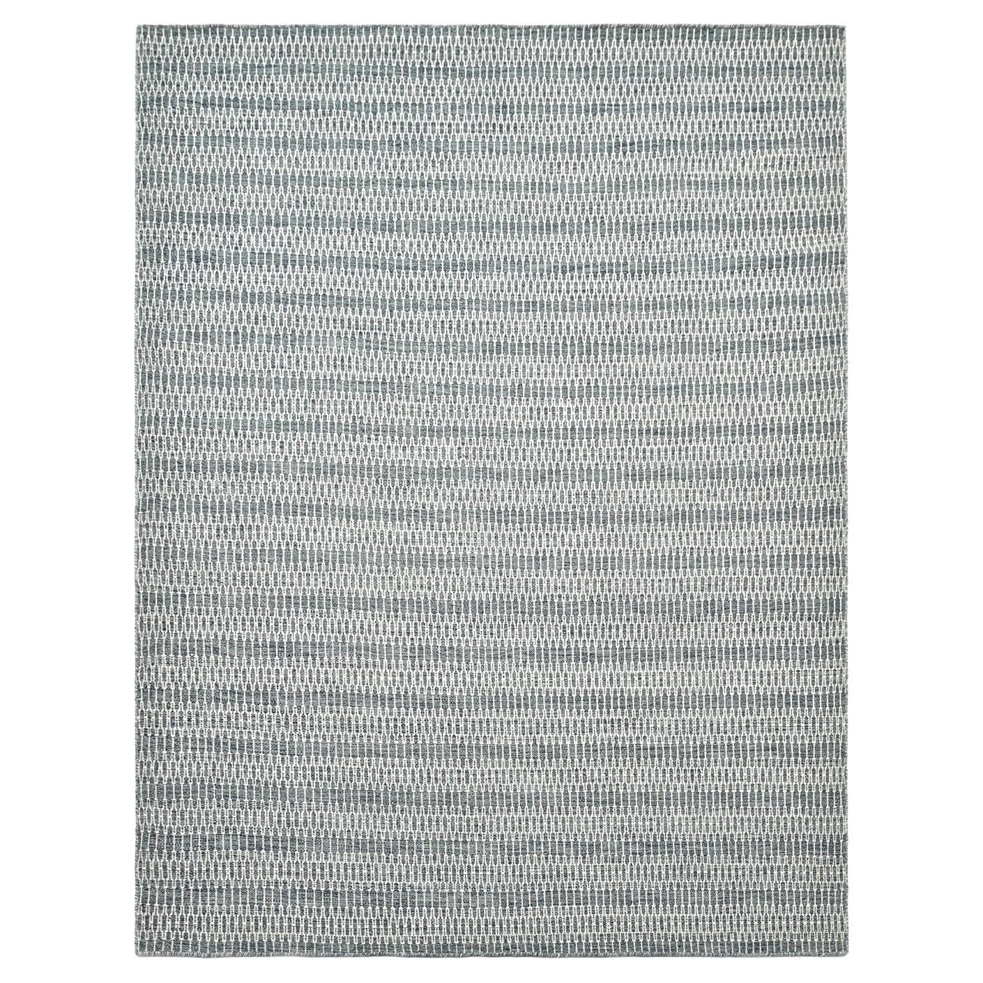 Solo Rugs Flatweave Striped Hand Woven Blue Area Rug For Sale at 1stDibs