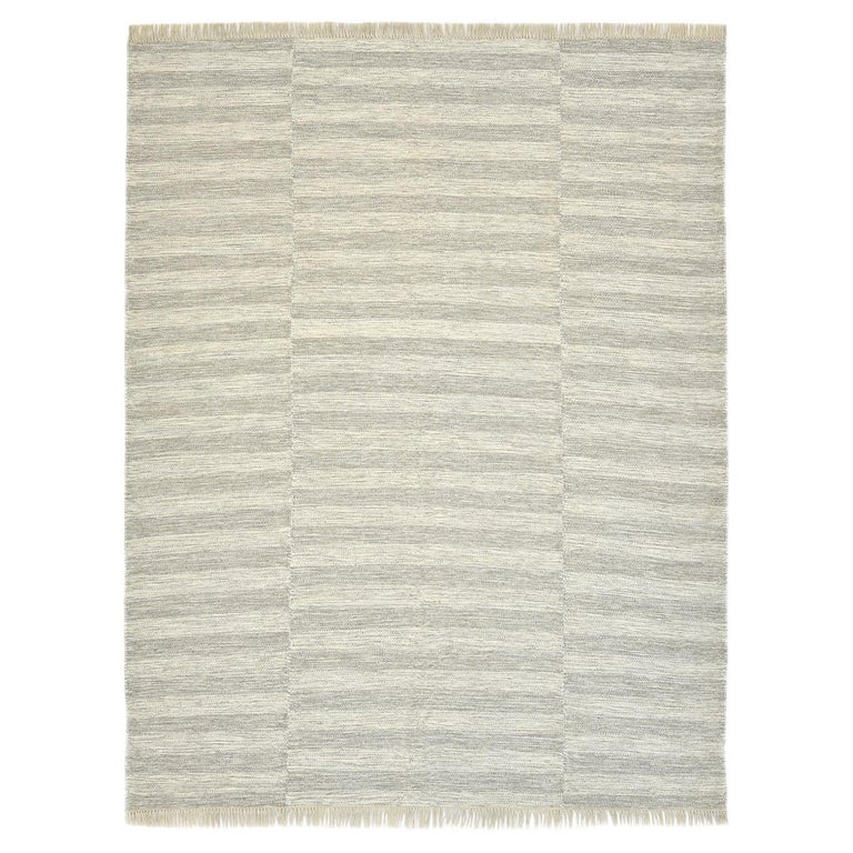 Solo Rugs Flatweave Striped Hand Woven Gray Area Rug For Sale at 1stDibs