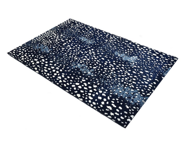 Solo Rugs Modern Animal Hand Knotted Blue Area Rug For Sale at 1stDibs
