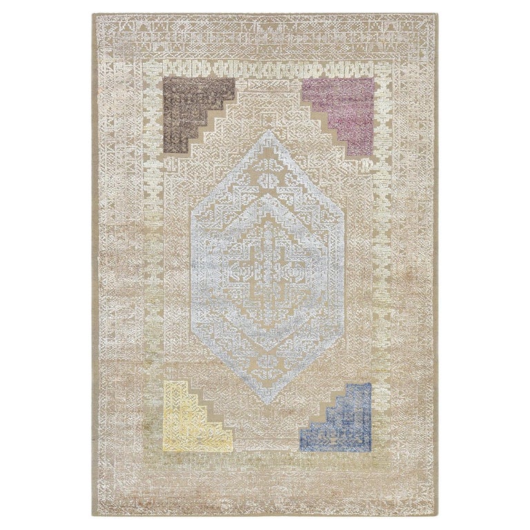 Solo Rugs Orla Contemporary Oriental Handmade Area Rug Beige For Sale ...