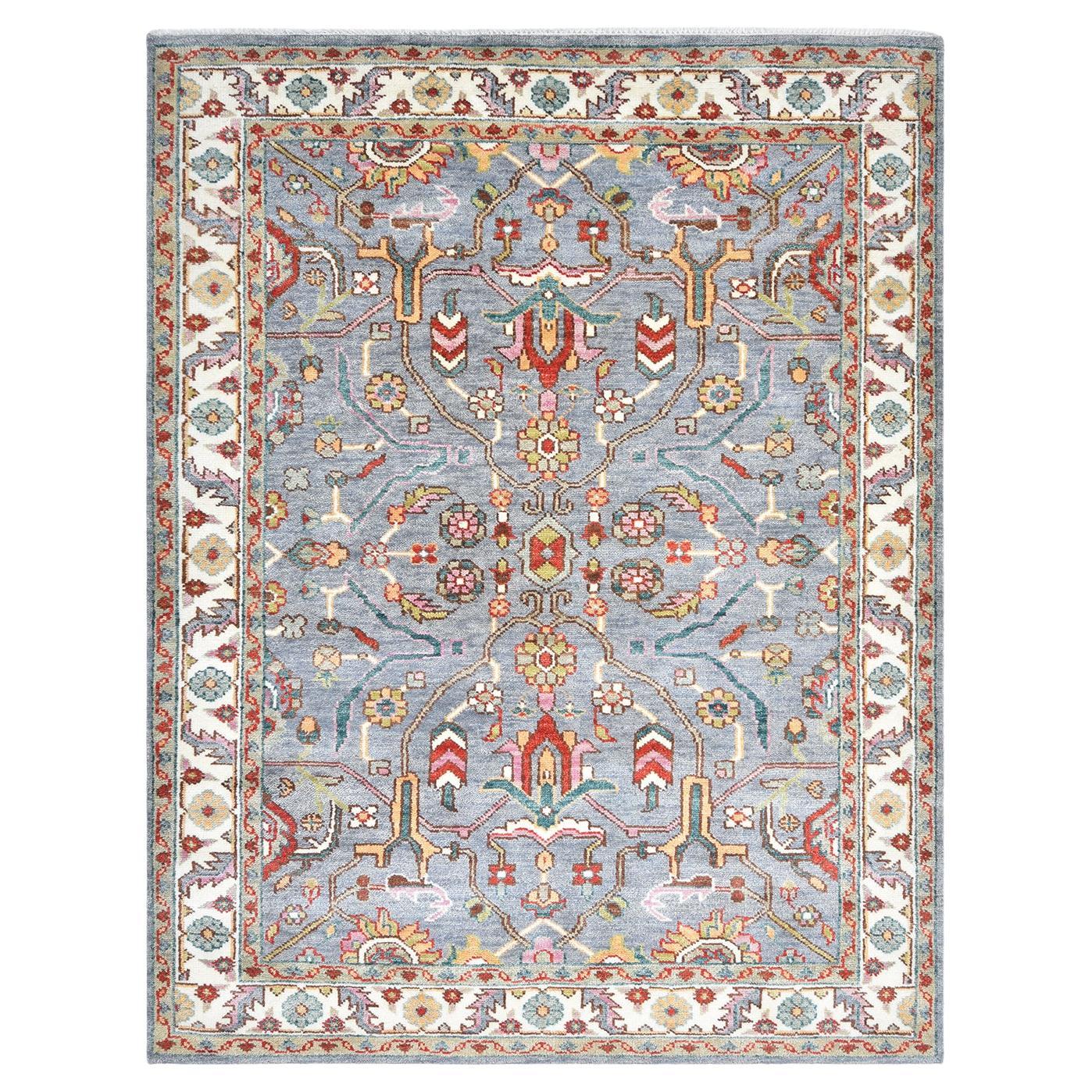Solo Rugs Transitional Floral Hand Knotted Light Gray Area Rug For Sale ...