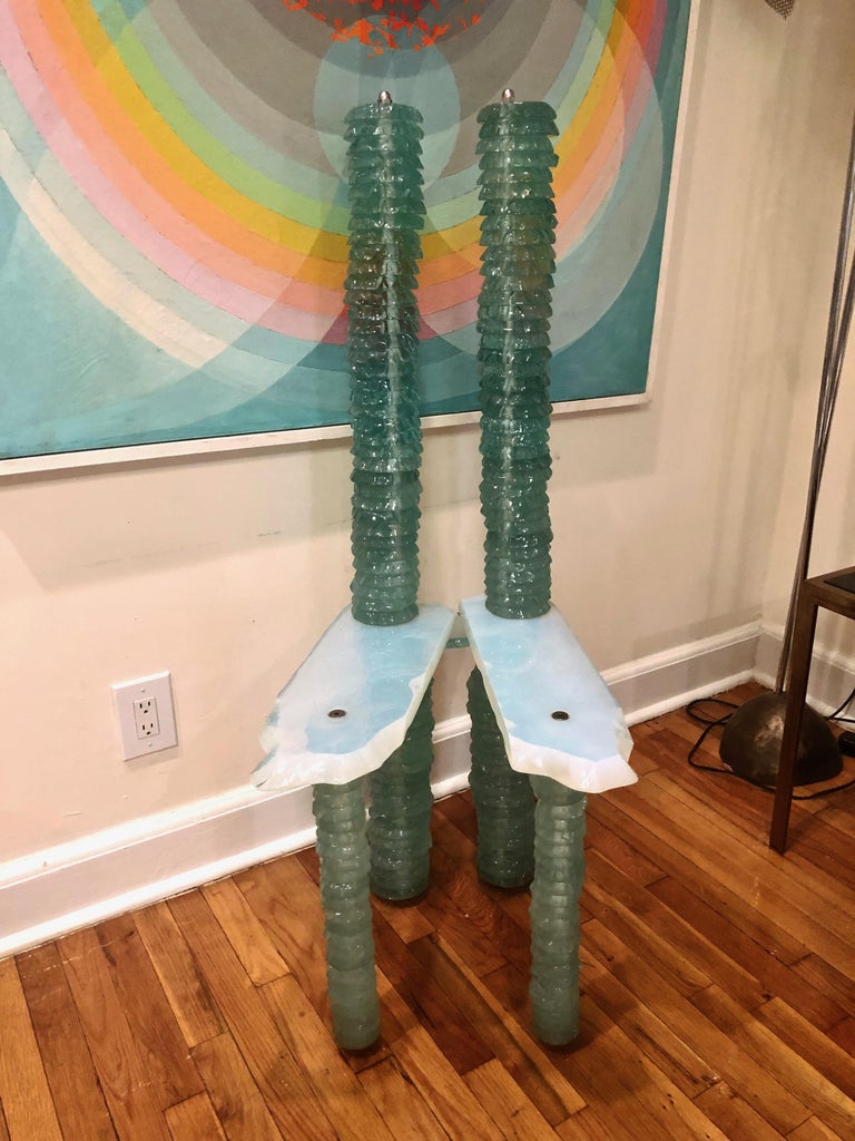 "Solomon" Chair Sculpture by Danny Lane in Stacked Glass, 1988 at 1stDibs