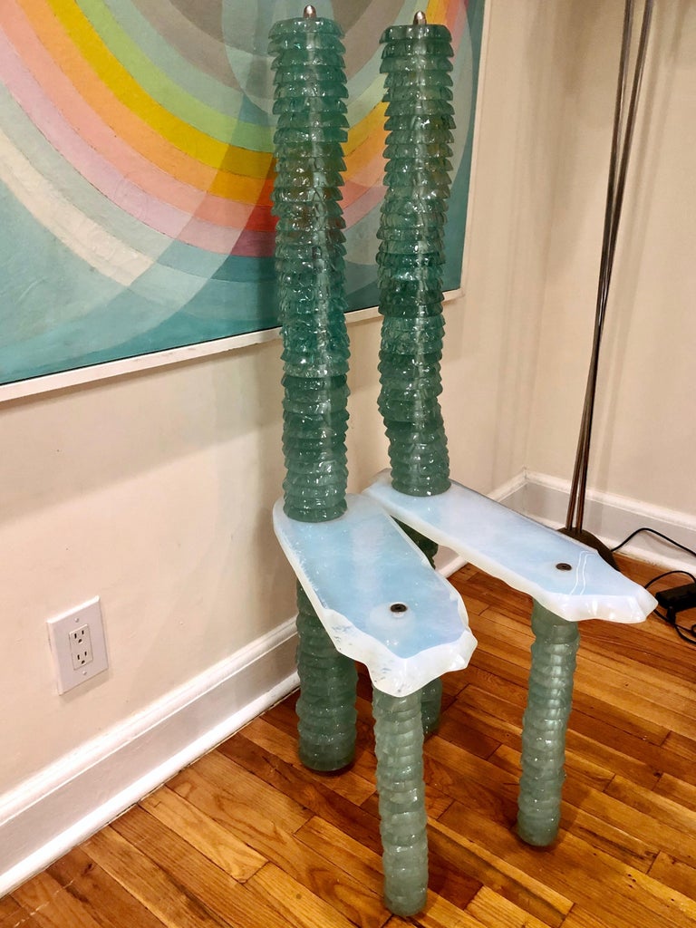"Solomon" Chair Sculpture by Danny Lane in Stacked Glass, 1988 at 1stDibs