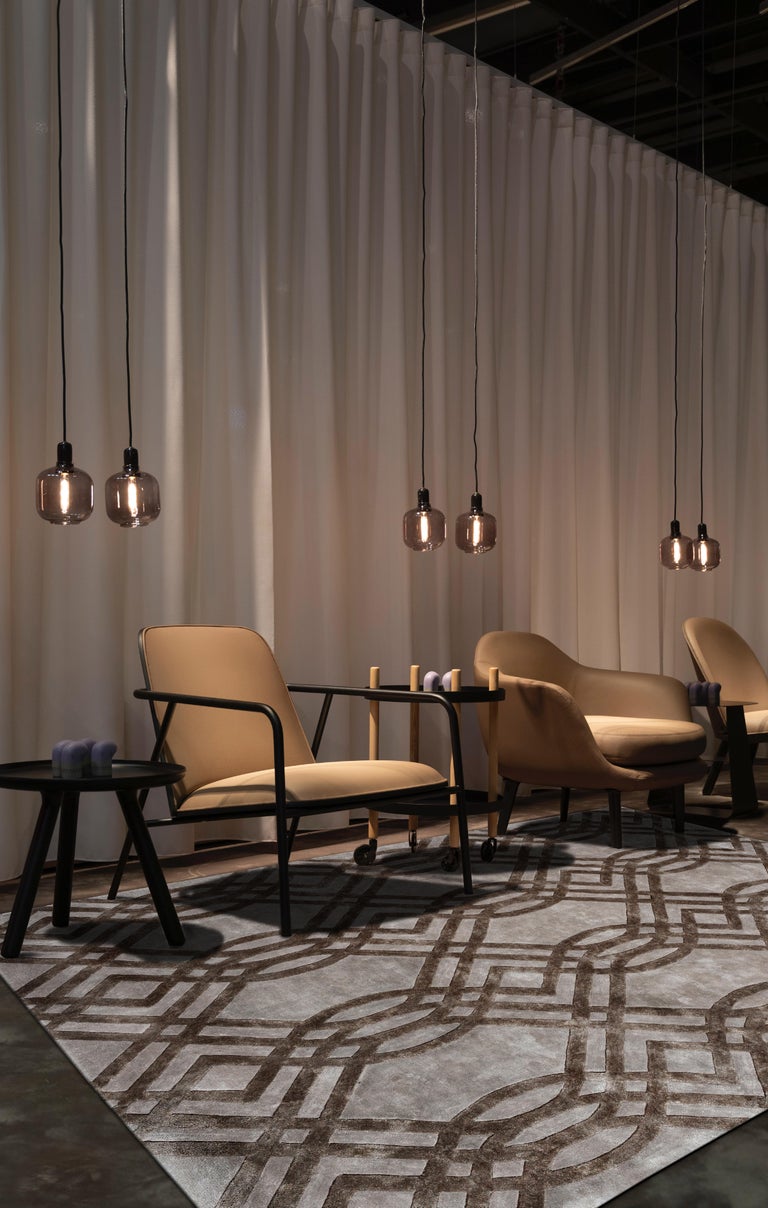 SOLOMON Hand Tufted Modern Geometric Silk Rug in Taupe Colour By Hands ...