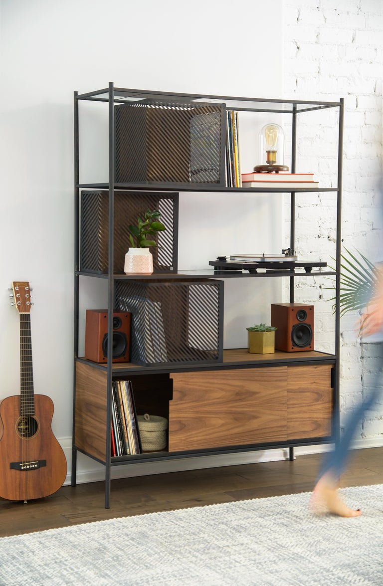 Soma Shelf with Grey-Tinted Glass, Lower Storage and Powder Coated ...