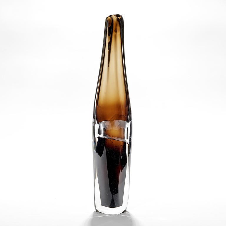 Sommarial in Gold Brown, an Abstract Fluid Hand Blown Glass Vase by Vic ...