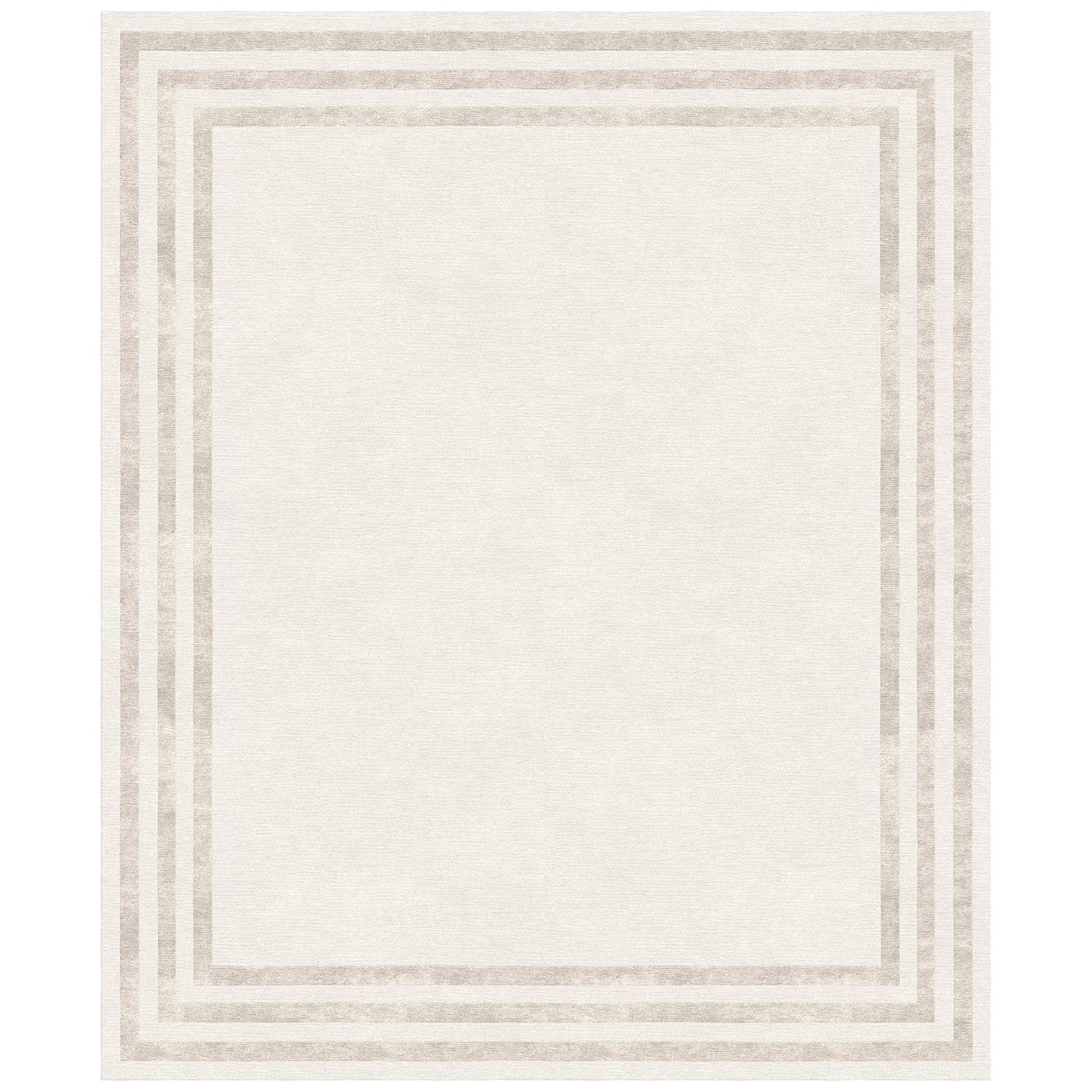 Adagio, Classic Beige Hand-Knotted Wool Blend-Silk Rug For Sale at 1stDibs