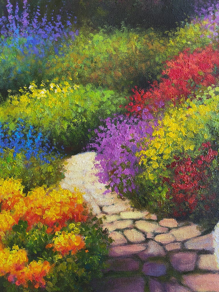Sonco Carrasco - Spring garden - Acrylic oil painting For Sale at 1stDibs
