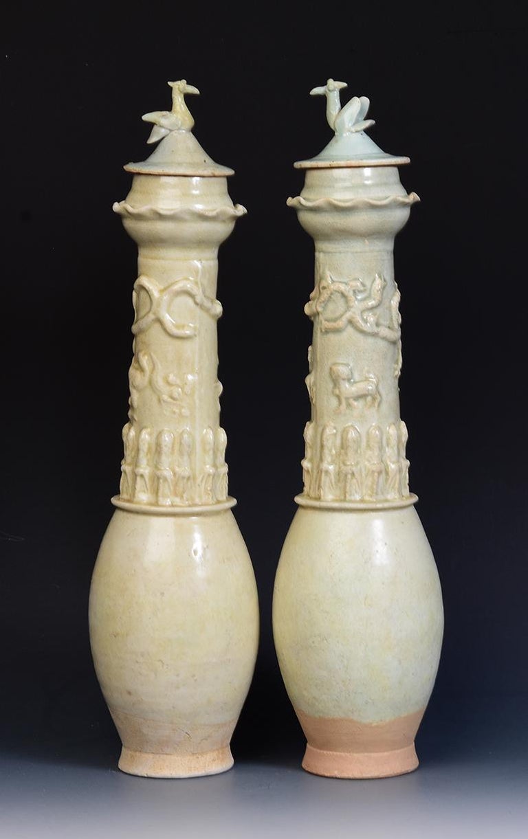 Song Dynasty, A Pair of Antique Chinese Porcelain Vases with Dragon and ...