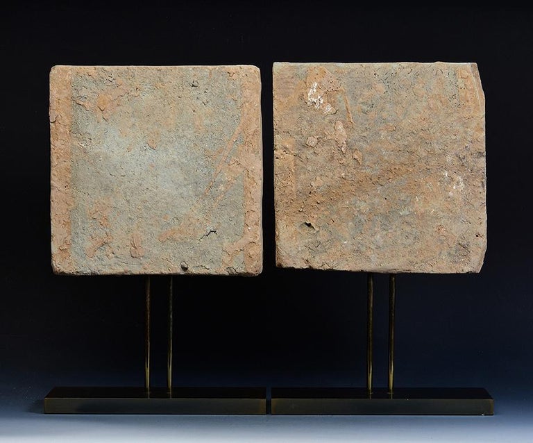 Song Dynasty, a Pair of Antique Chinese Pottery Brick Tile with Figures ...