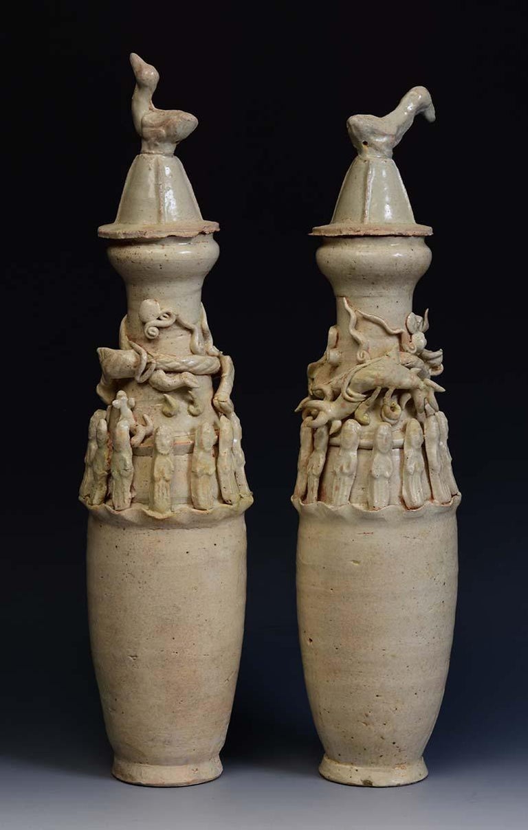 Song Dynasty, A Pair of Antique Chinese Porcelain Vases with Dragon and ...