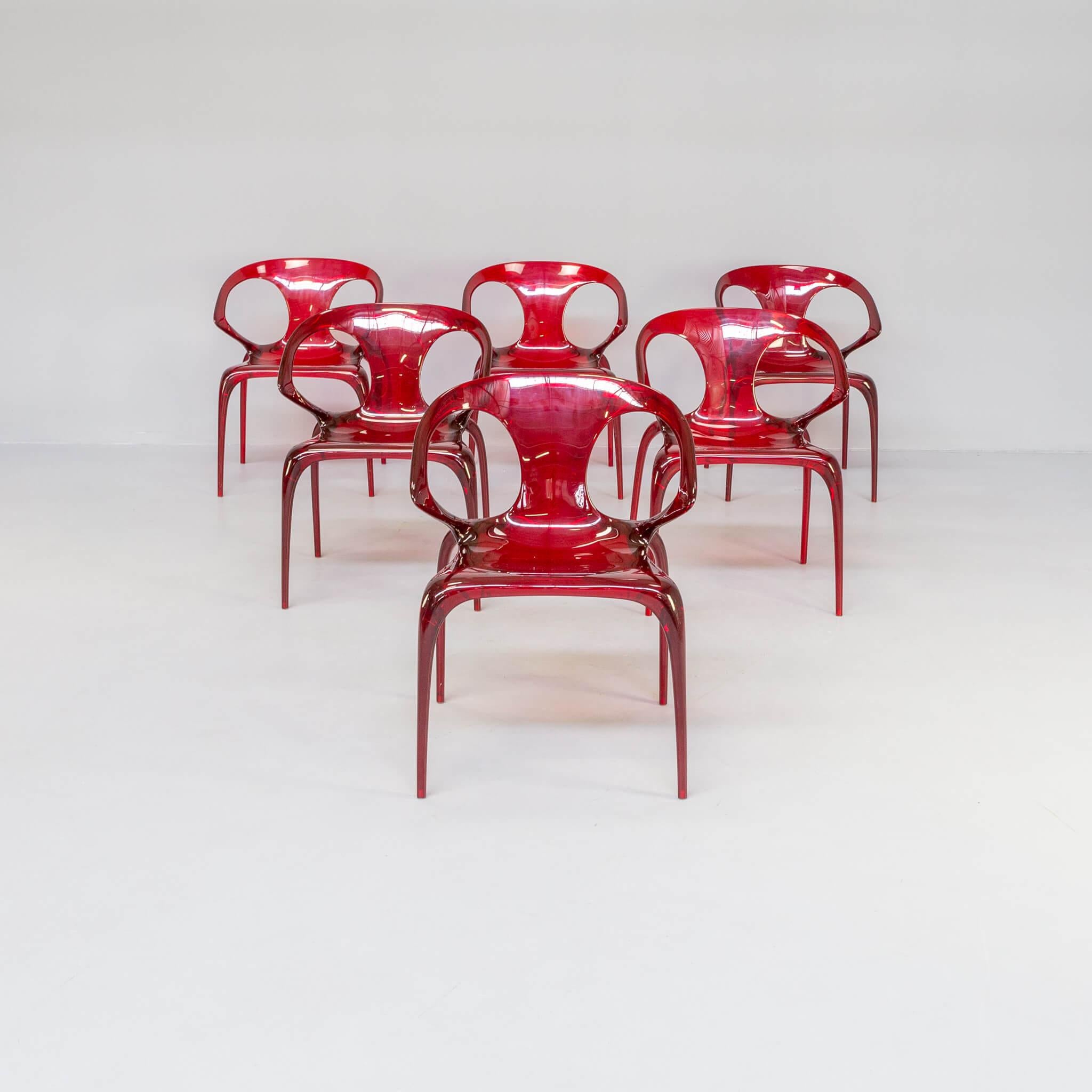 Song Wen Zhong ‘Ava Lucite’ Red Dining Chairs for Roche Bobois Set/6 ...