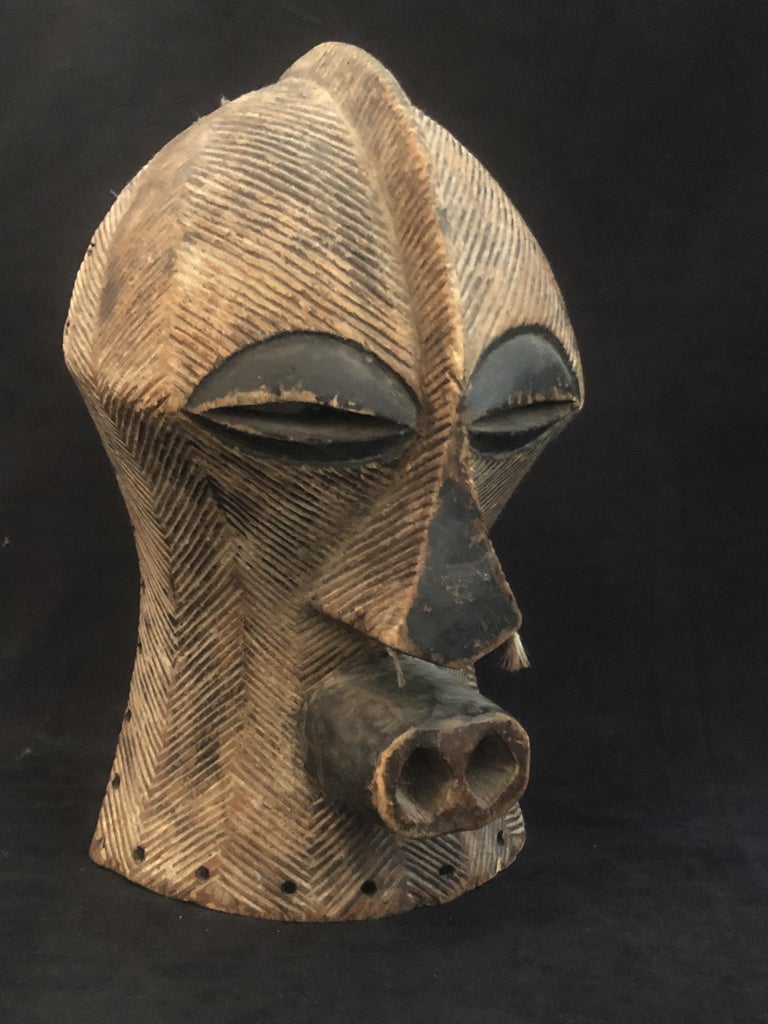 Songye Kifwebe Pre 1950 Tribal African Striated Carved Wooden Mask im ...