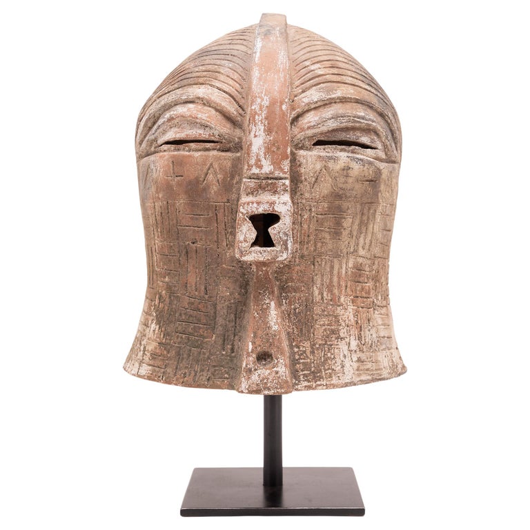Songye-Style Ceramic Helmet Mask at 1stDibs