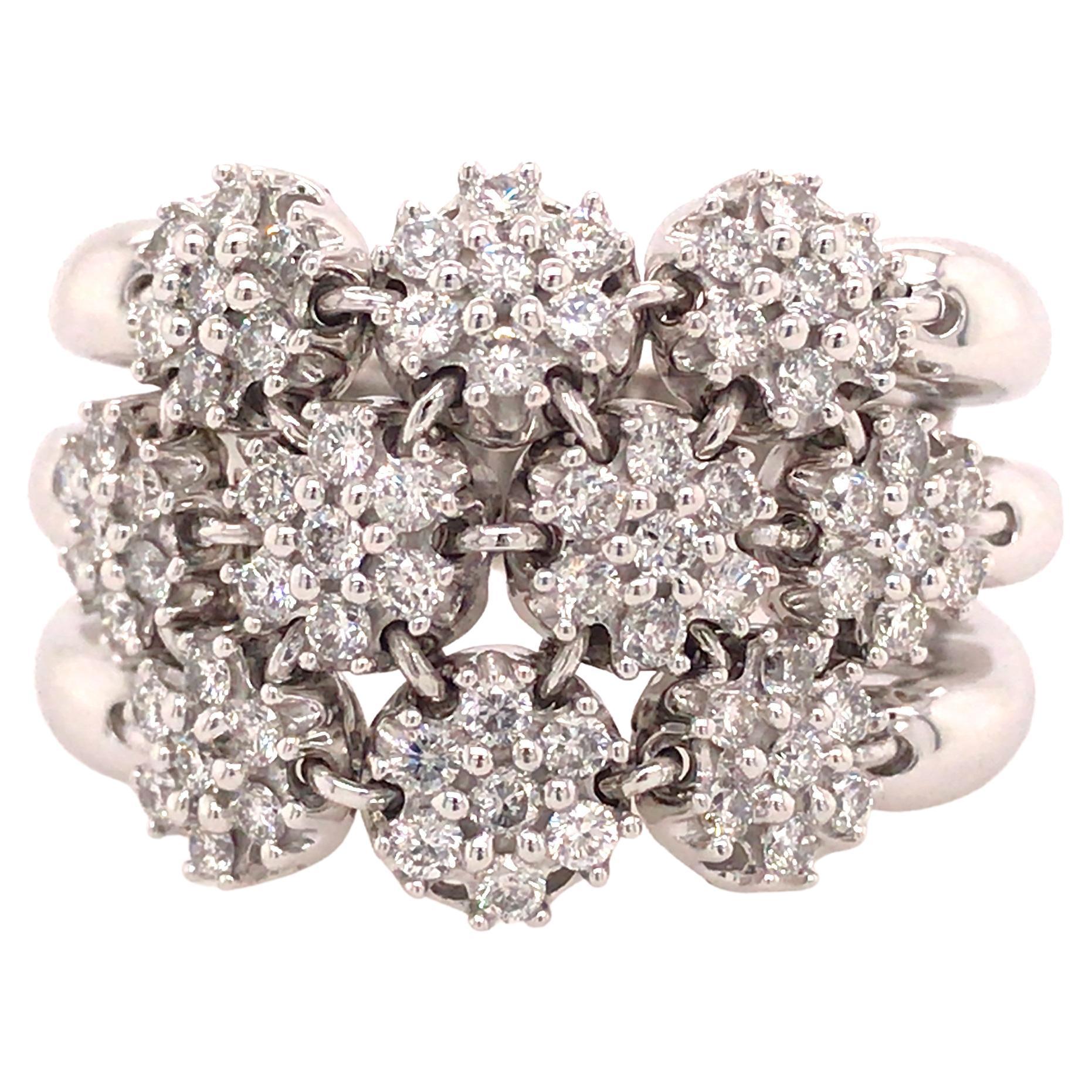 Wide Flexible Gold and Diamond Bulgari Ring at 1stDibs