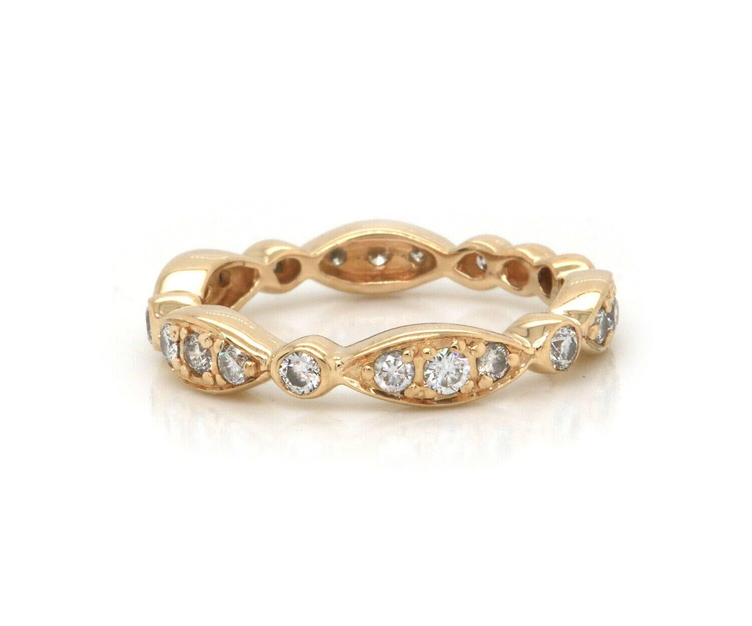 Sonia Bitton Diamond Vintage Style Anniversary Band Ring in 14K Yellow ...