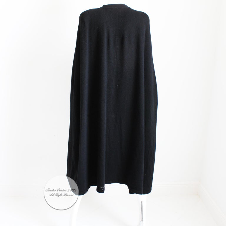 Sonia Rykiel Long Cape Black Lambswool Angora Knit Vintage 1990s For ...