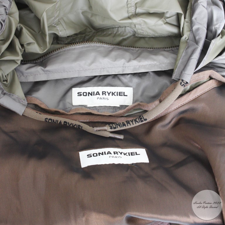 Sonia Rykiel Paris Trench Coat Rain Coat with Hidden Hood Lined Vintage ...