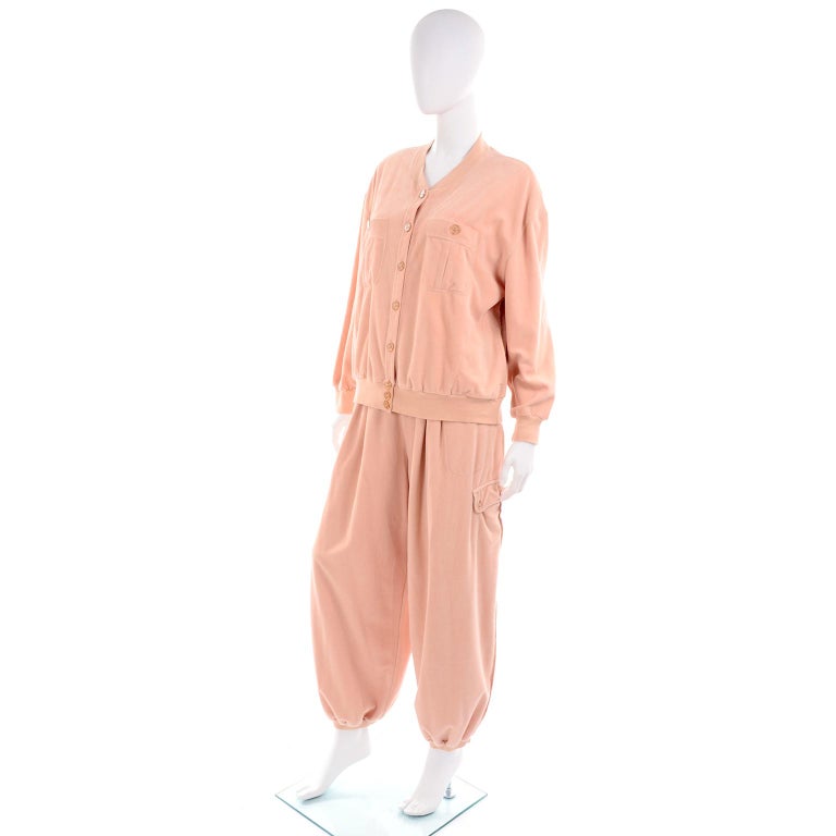 Sonia Rykiel Paris Vintage Peach Tracksuit Cozy Athleisure Outfit W ...