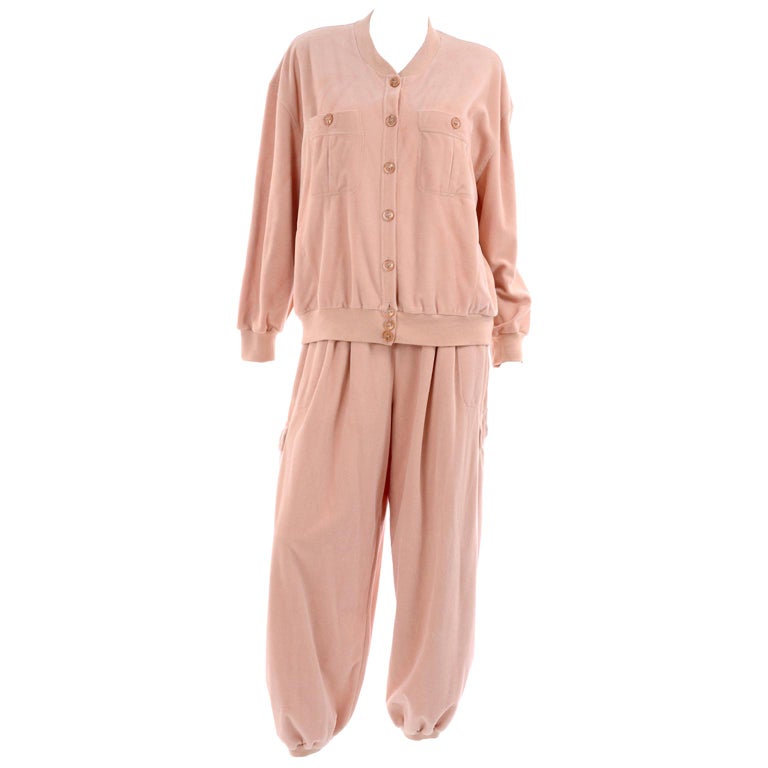 Sonia Rykiel Paris Vintage Peach Tracksuit Cozy Athleisure Outfit W ...