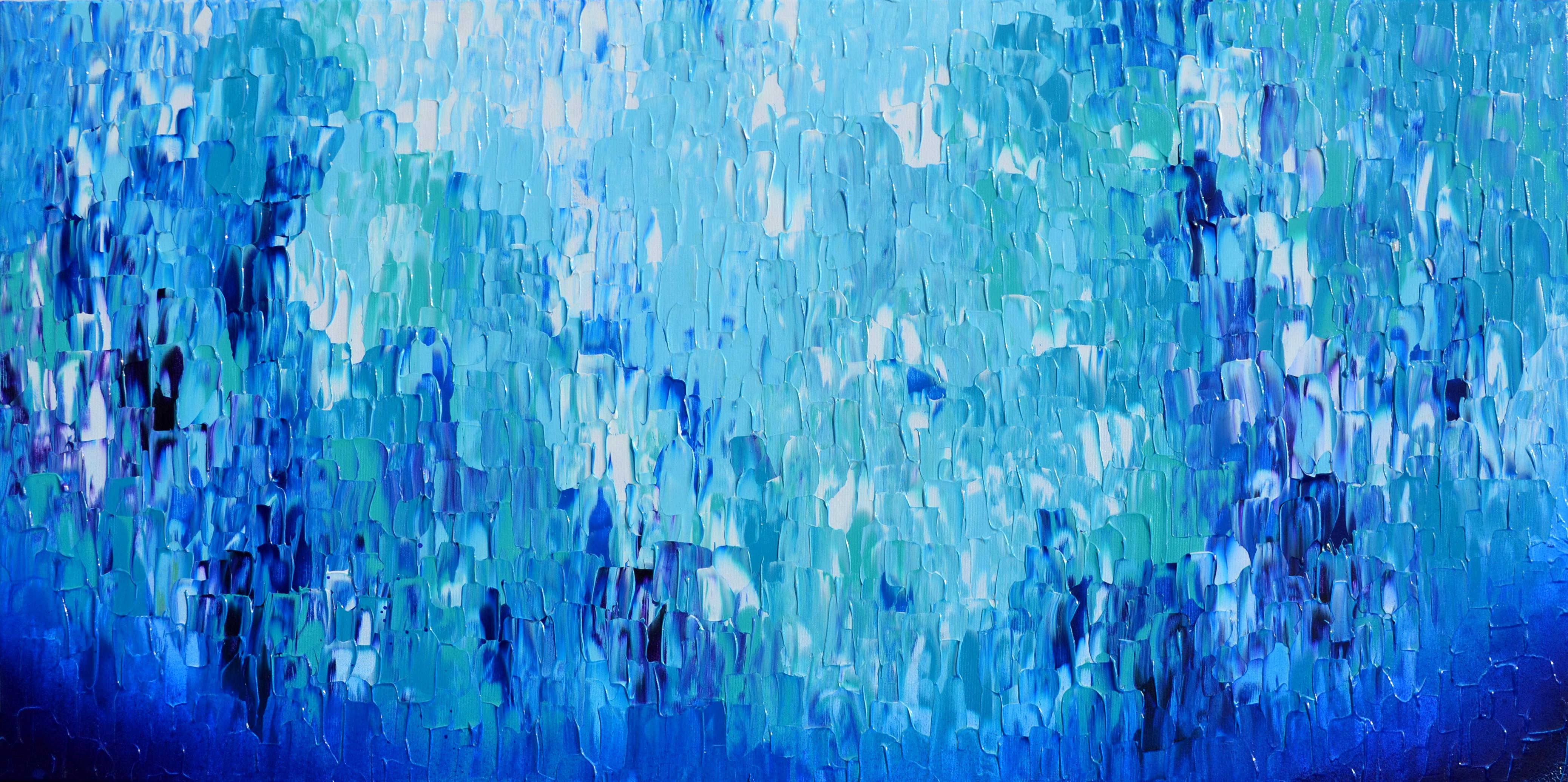 SOOS TIBERIU - Relief Blue 12 - Large Blue Abstract Relief Pallet Knife ...