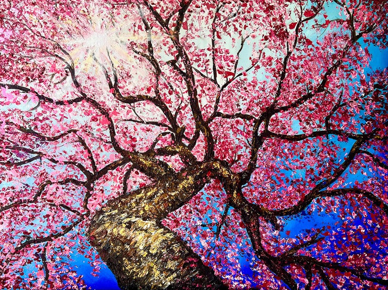 Sophia Chalklen - Cherry Blossom Dream, Original Tree Art, Skyscape Painting, Springtime ...