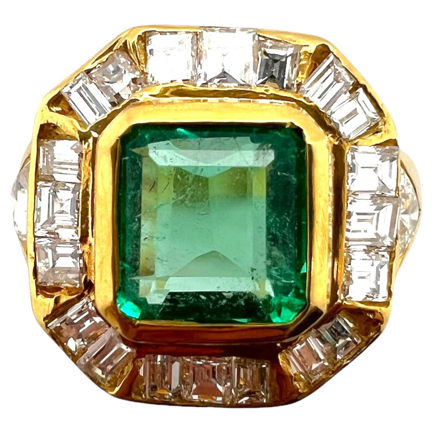 Sophia D. Yellow Diamond and Emerald Ring For Sale at 1stDibs