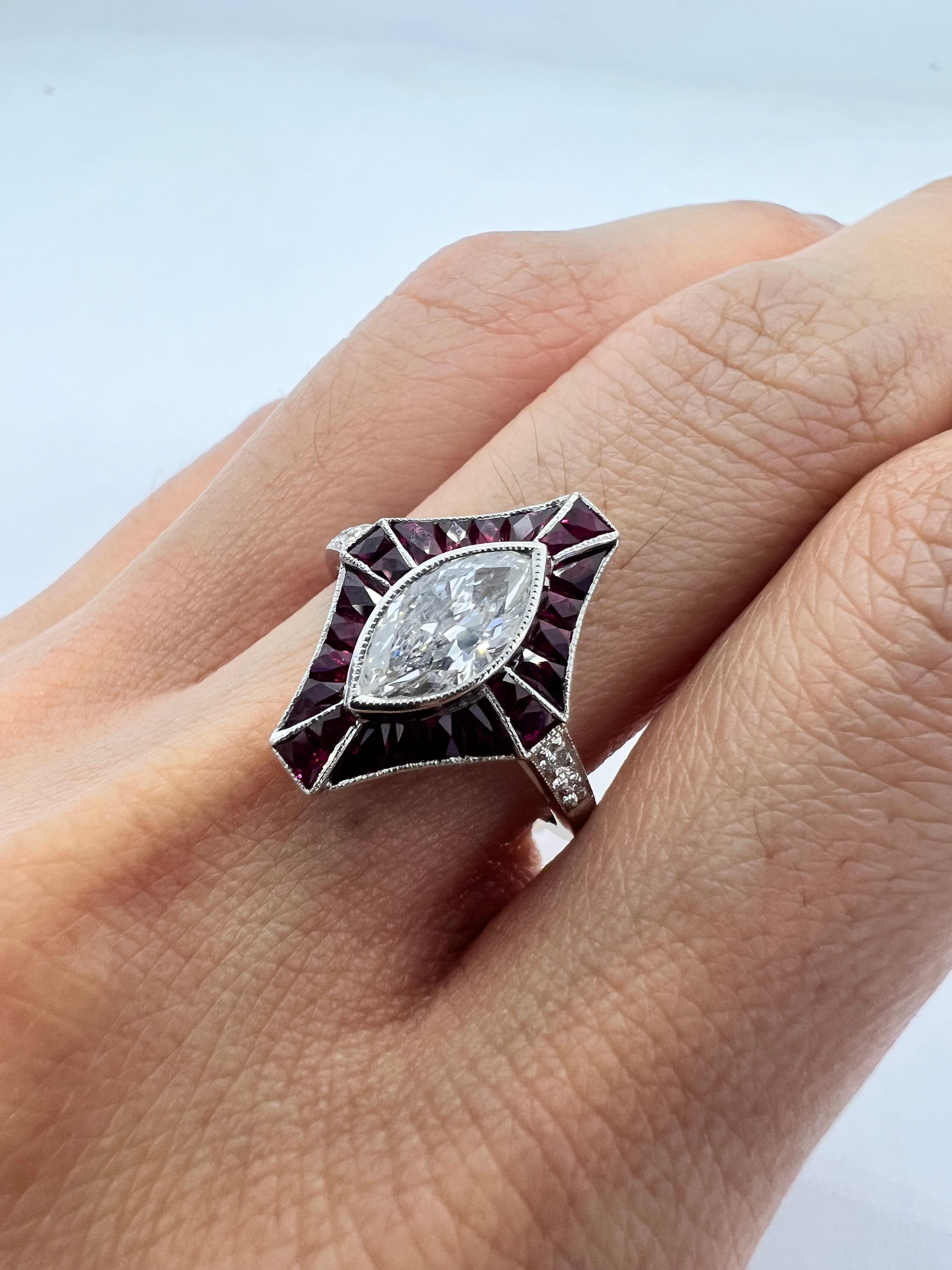 Sophia D. 2.70 Carat Diamond and Ruby Art Deco Style Ring For Sale at ...