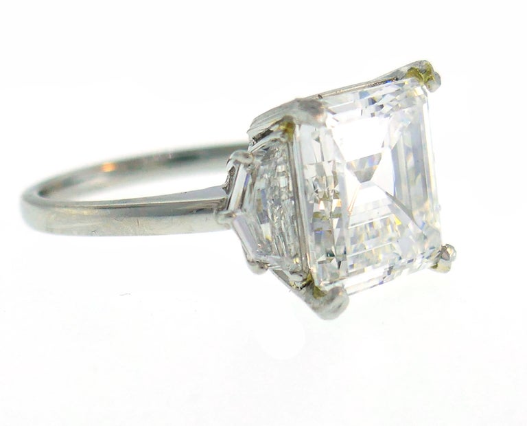 Sophia D Diamond Platinum Ring 5.08 Carat Square Emerald Cut GIA For ...