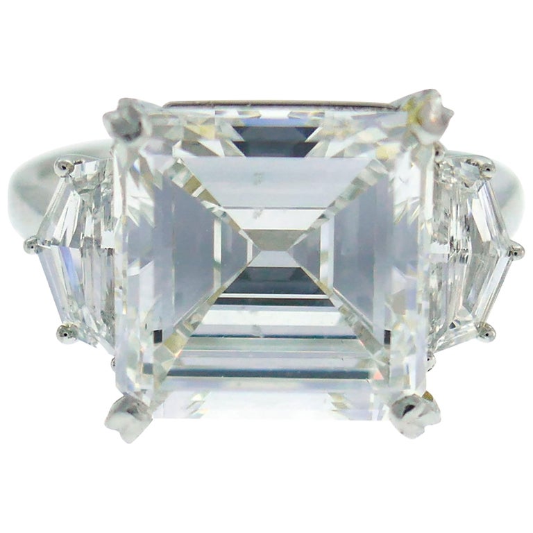 Sophia D Diamond Platinum Ring 5.08 Carat Square Emerald Cut GIA For ...