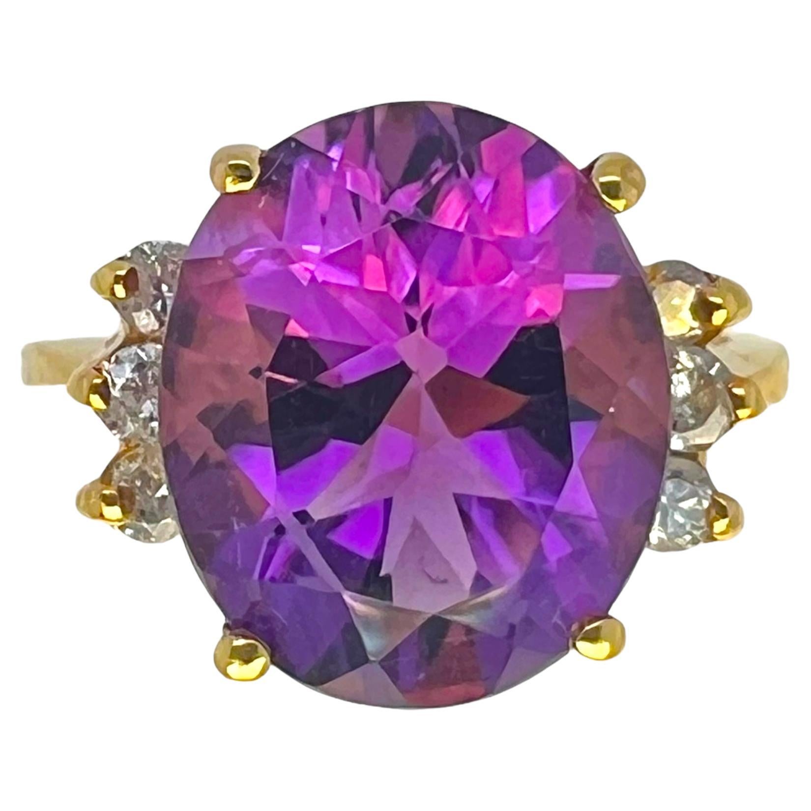 Sophia D. Vintage 14K Yellow Gold Emerald Cut Amethyst Ring For Sale at ...