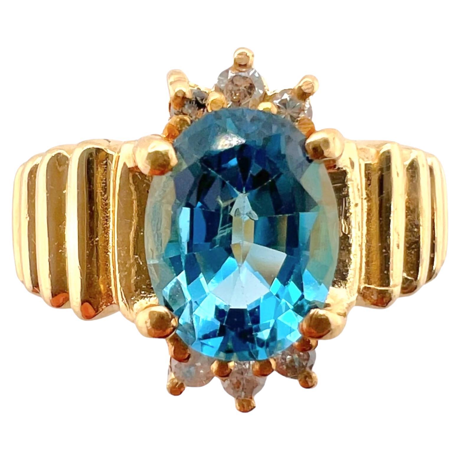 Sophia D Vintage 14K Yellow Gold Oval Cut Topaz Ring For Sale at 1stDibs