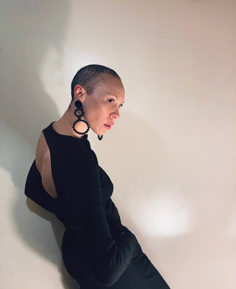 Sophia Ebony Wood Bead Earrings For Sale at 1stDibs