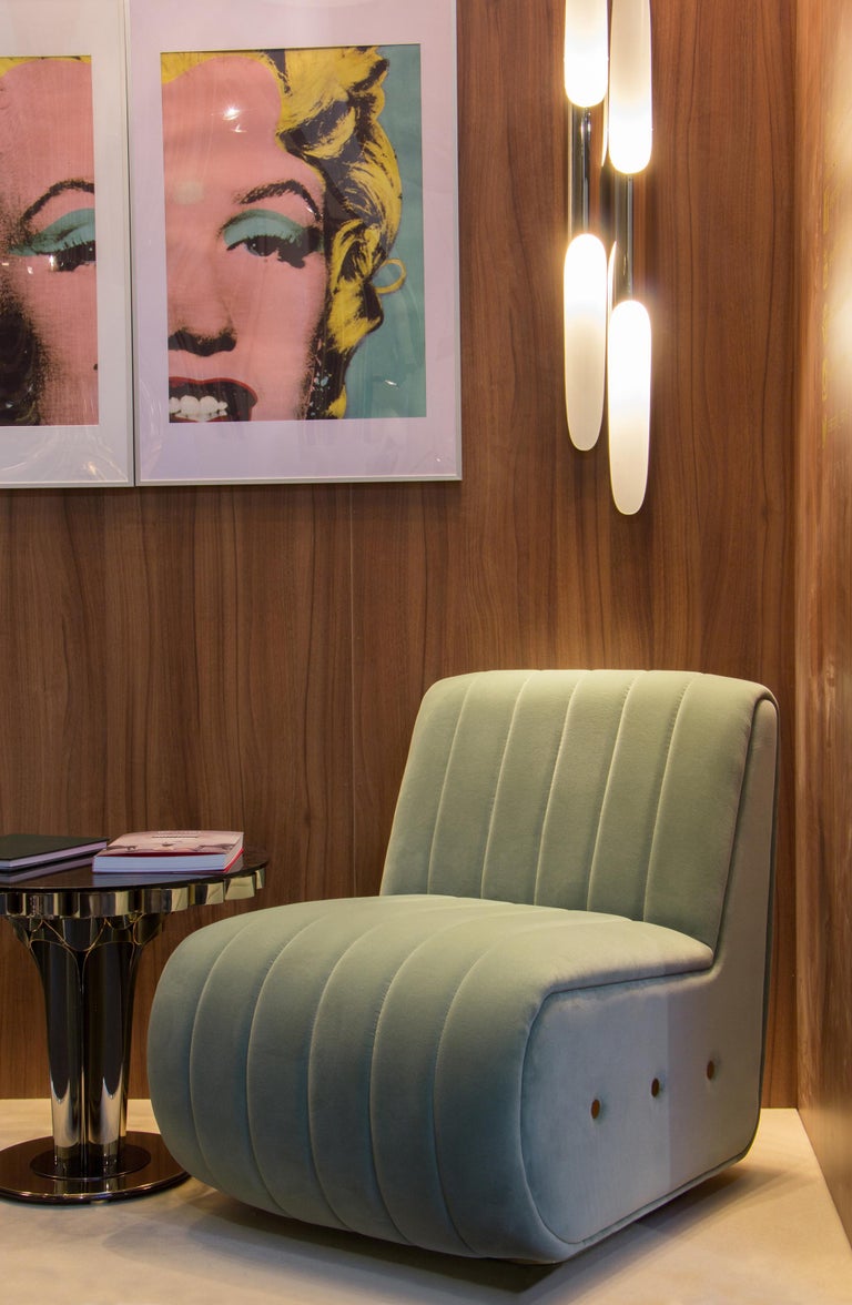 Sophia Single Sofa in Light Pink Velvet For Sale at 1stDibs