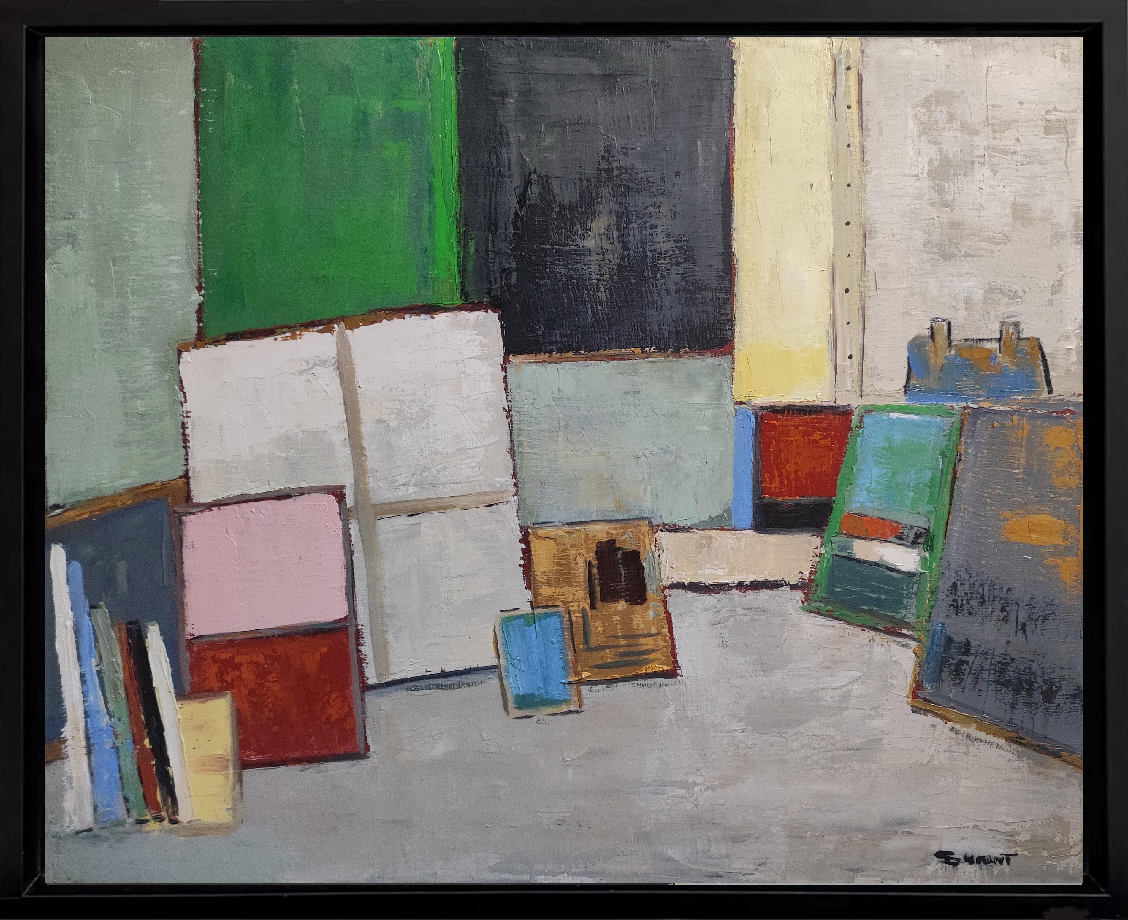 SOPHIE DUMONT - Pocket books, Abstract library, minimalism, oil on ...