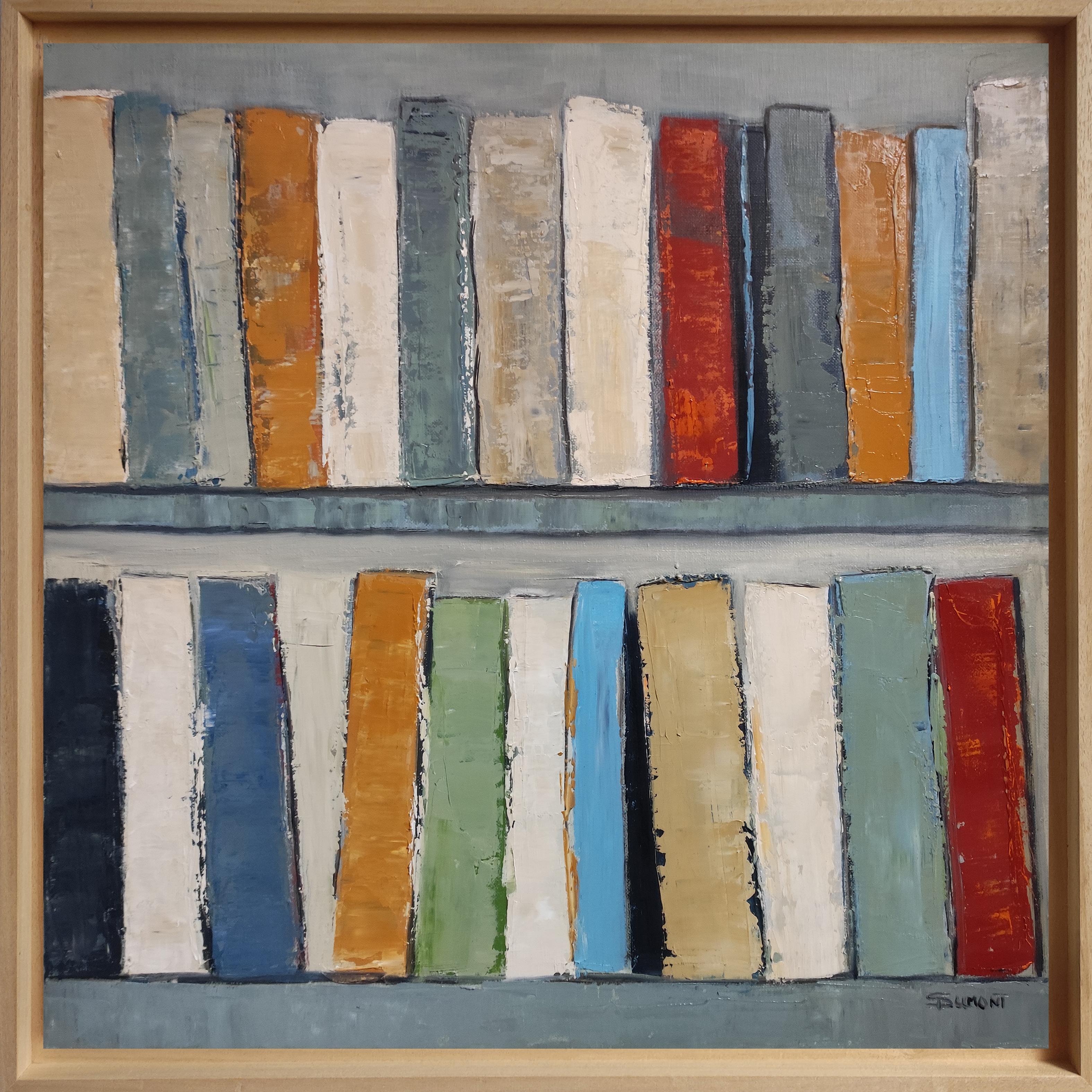 SOPHIE DUMONT - Bound by Color, Abstract, oil on canvas, Books, Library ...